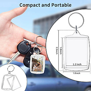 Hsyydzi 200pcs Pendant Picture Frame Keyrings, 2.2 x 1.6inch/5.5 x 4.2cm Make Your Own Keyring Kit, DIY Gift Key Chain as Gift,Suit for Family, Friends,Colleague