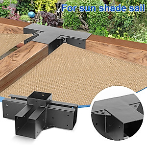 Wood Pergola Kit Bracket 4x4 – Stainless Steel 3-Way Pergola DIY Corner Bracket kit for 4x4 Wooden Beams for Gazebos, Patio Pergolas, Sheds, Black Finish (2 Pack)