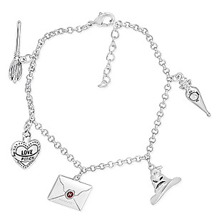 Harry Potter Womens Charm Bracelet - 7-inch Silver Bracelet Charms Jewelry