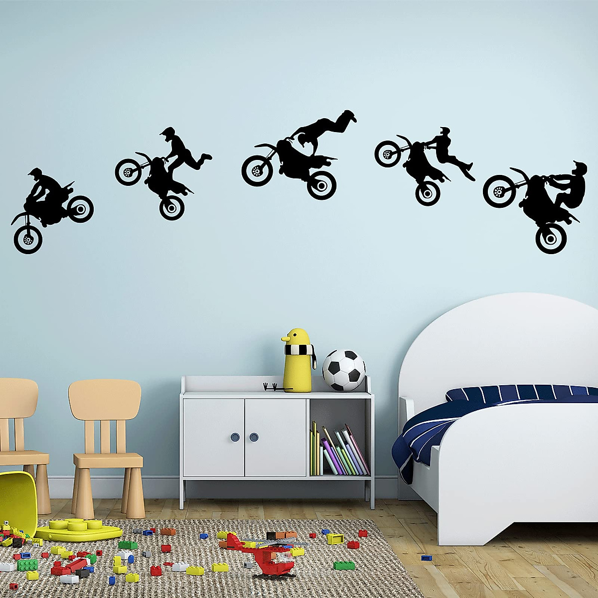 Dirt Bike Stickers Motocross Stickers Motorcycle Wall Decal Sports Wall Stickers for Living Room Bedroom Boys Room Decoration