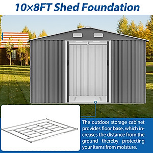 Jaxenor Sheds & Outdoor Storage Clearance 10x8 FT, Large Metal Outdoor Storage Shed for Garden, Patio, Backyard, Lawn, Grey