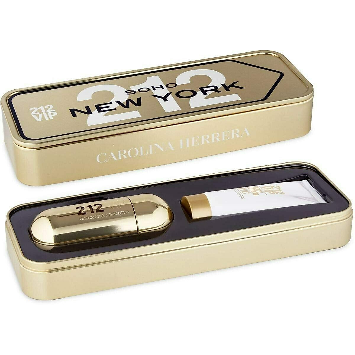 Carolina Herrera 212 Vip For Women 2 Piece Tin Box Set (2.7 Ounce Eau De Parfum Spray + 3.4 Ounce Body Lotion)