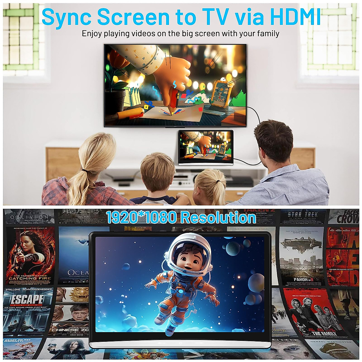 13.3 Inch 4K Android 11 Car Headrest Video Player, 2G+32G Rear Seat Car TV with 2.4G/5G WiFi, Car Headrest Screen Support Phone Wireless Connection Mirror Link, HDMI in+Out/Bluetooth/FM/USB