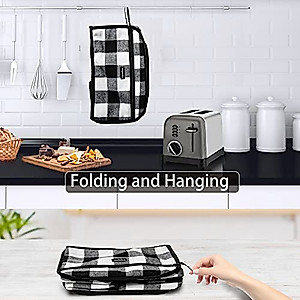 Toaster Cover 4 Slice Wide Slot, Toaster Oven Cover Compatible with Cuisinart, 4 Slice Bread Cover, Toaster Dust Covers with Zipper Pockets, Buffalo Check (Cover Only)