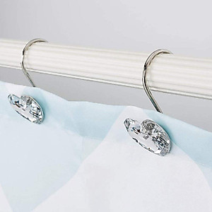 Actpe Decorative Crystal Heart Shape Shower Curtain Hooks Rust Resistant Hooks Glide Shower Ring Hangs Holder Bling for Bathroom, Pack of 12