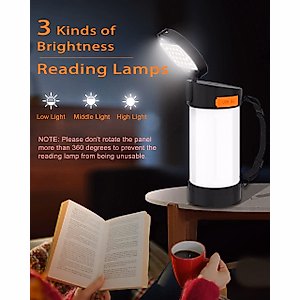 Camping Lantern Rechargeable, 4000mAh Battery Operated Lamp , LED Camping Lantern Light, Flashlight for Power Outages Hurricane Emergency, 3 Modes Tent Light Reading Lamp for Camp Home