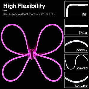 Lamomo Dimmable Led Neon Rope Light,12V Pink Led Strip Lights, 16.4 Ft/5m Led Strip IP65 Waterproof Silicone Rope Light for Indoor Outdoor Home Decoration 