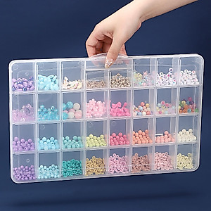 Udefineit 32 Grids Large Plastic Organizer Box with Fixed Dividers, Bead Storage Compartment Organizer Box for Jewelry/Nail/Screw/Small Parts, Clear Compartment Container Storage Case Tackle Box