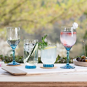 Bormioli Rocco Florian 18 oz. Red Wine, Gin & Tonic Glasses, Lucent Blue, Set of 4