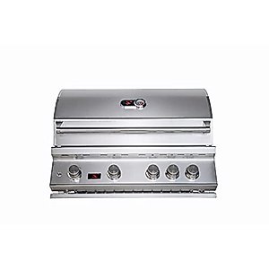 Bonfire 34-inch 4 Burner Built-in Propane Gas Grill with Rear Infrared Burner and Rotisserie Kit for Outdoor Kitchen BBQ Island, 304 Stainless Steel, CBB4-LP