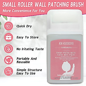FunisFun Small Roller Wall Patching Brush, Wall Repair Paste Roller Tool, DIY Renovation Wall Spackle Roller with Latex Paint White 100g