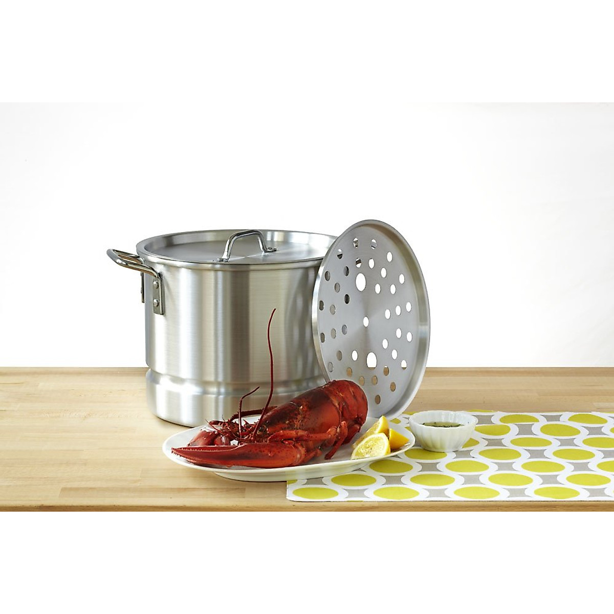 IMUSA USA Aluminum Tamale and Steamer Pot 32-Quart, Silver