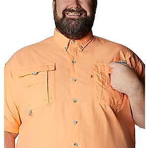 Columbia Men's Bahama II UPF 30 Short Sleeve PFG Fishing Shirt, Bright Nectar, Large