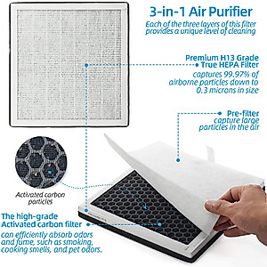 XIMOON 3-in-1 True HEPA Filter Replacement for PureZone Air Purifier Pure Enrichment Pure Zone Part # PEAIRFIL, 2 Pack