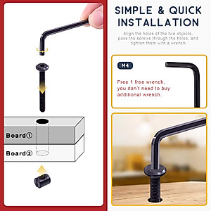 Hilitchi M6 Black Hex Socket Head Screws Bolts Barrel Nuts Hardware Assortment Kit for Crib Baby Bed Furniture Cots and Chair (M6×65-12PCS)