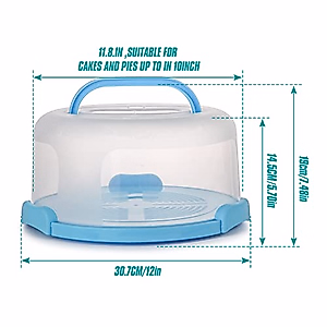 Zoofen Cake Carrier with Handle 10in Cake Stand Holder Round Container for 10in or Less Size(Blue)