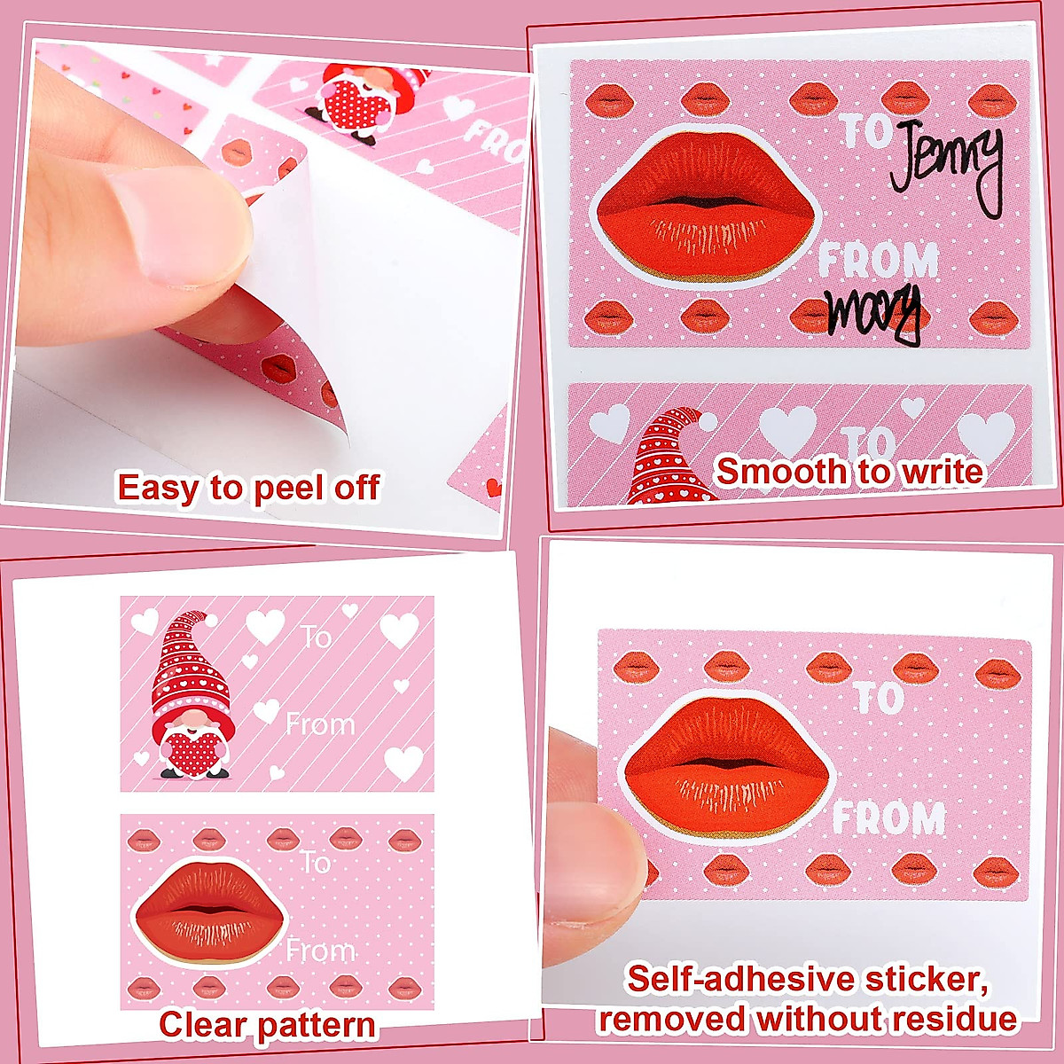 1008 Pieces Happy Valentine's Day Stickers Labels to and from Envelope Seal Stickers 12 Designs Personalized for Valentine Decorations Party Weddings Engagements