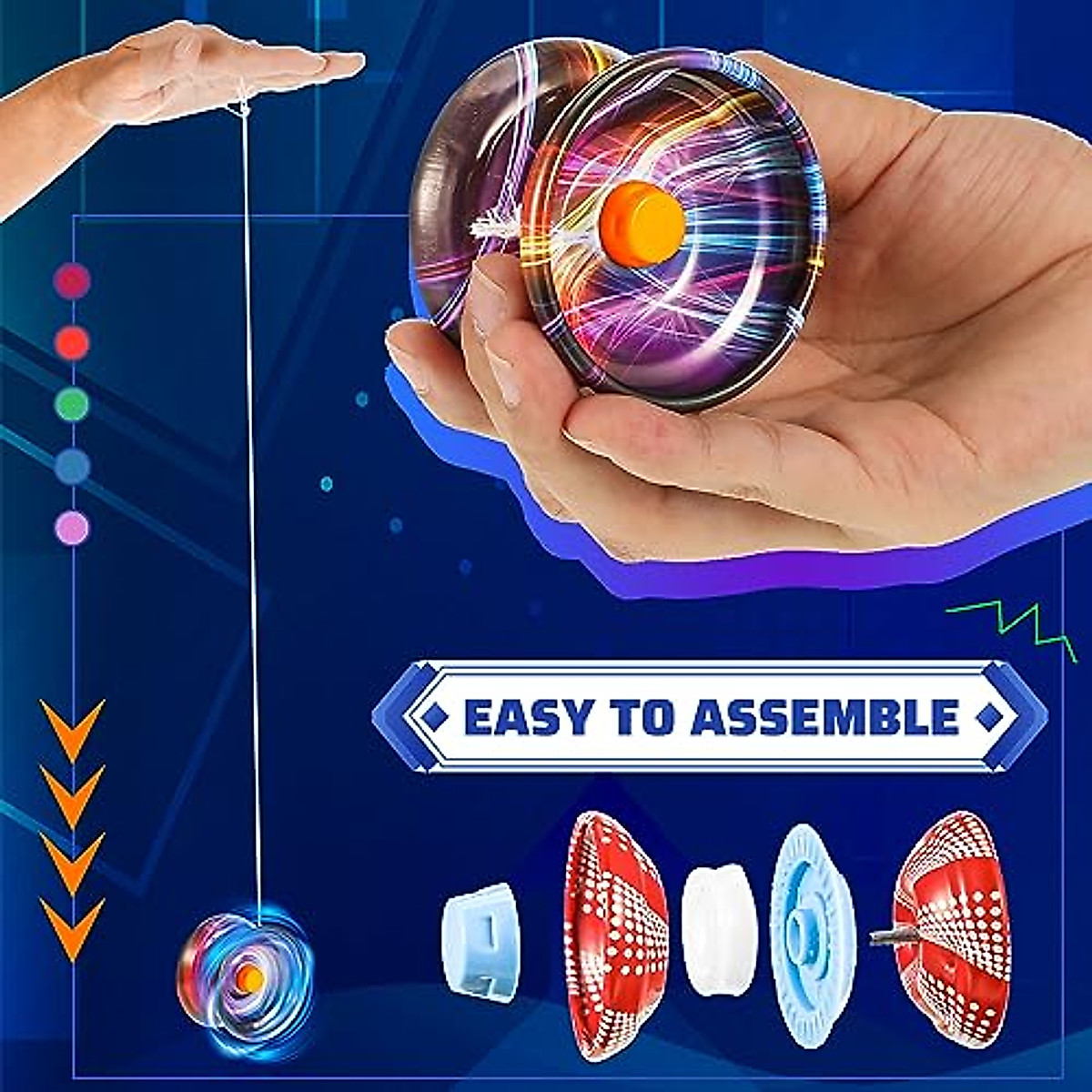 Lenwen Alloy Metal Yo Yo Responsive Yoyo Colorful Trick Yoyo Responsive Ball for Beginners, Adults Players, 5 Styles (20)