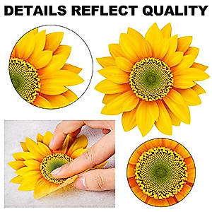 54 Pcs Sunflowers Wall Stickers - Large Sunflower Wall Decals Removable Yellow Flowers for Car Decals Kids Baby Bathroom Living Room