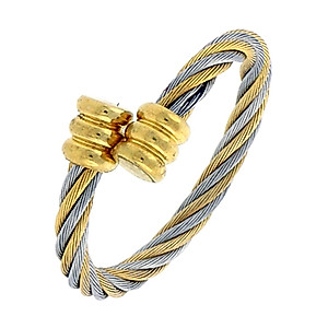 Surgical Stainless Steel Cable Ring 2.5 mm 2-tone Gold Fits sizes 8-10