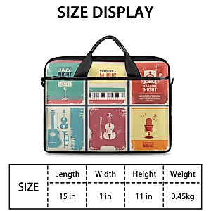 Music Type Laptop Computer Bag Waterproof Shoulder Messenger Bag 13-15 inch Durable Laptop Tote Bag with Shoulder Strap Handle Lightweight Crossbody Briefcase