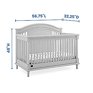 Delta Children Simmons Kids Juliette 6-in-1 Convertible Crib with Toddler Rail, Greenguard Gold Certified, Moonstruck Grey