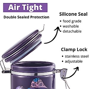 Smell Proof Container (500ml - 1 Oz), Mushroom Stash Jar Airtight Container -Separate Space for Humidity Pack, Smell Proof Jar Stash Container Cute Storage Box Case, Clay Odor Proof Container, Purple
