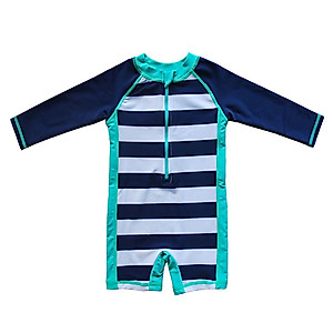 Baby Beach One-Piece Swimsuit UPF 50+ -Sun Protective Sunsuit Blue,18 Months