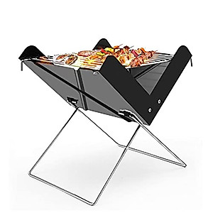 SLATIOM Stainless Steel Grill X-Shaped Foldable BBQ Stove Portable Barbecue Oven Outdoor Camping Picnic Charcoal Carbon Baking Grill