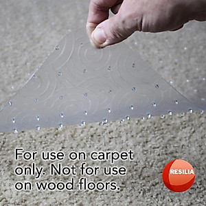 Resilia Office Desk Chair Mat - for Low Pile Carpet ( with Grippers ) Updated Clear Swirl Spiral Pattern, 36 Inches x 48 Inches, Made in The USA