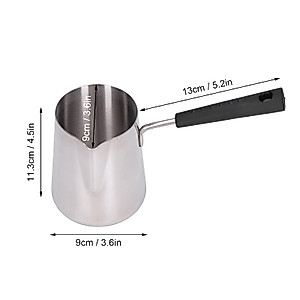 600ml Stainless Steel Turkish Coffee Pot Glossy Butter Warmer Greek Coffee Pot, Hot Chocolate Pot,Milk Warmer with Heat Resistant Handle and 1pcs Brush