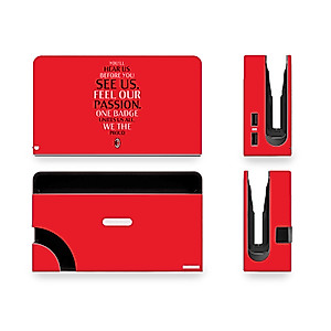 Head Case Designs Officially Licensed AC Milan Typography Art Matte Vinyl Sticker Gaming Skin Decal Cover Compatible With Nintendo Switch OLED Bundle