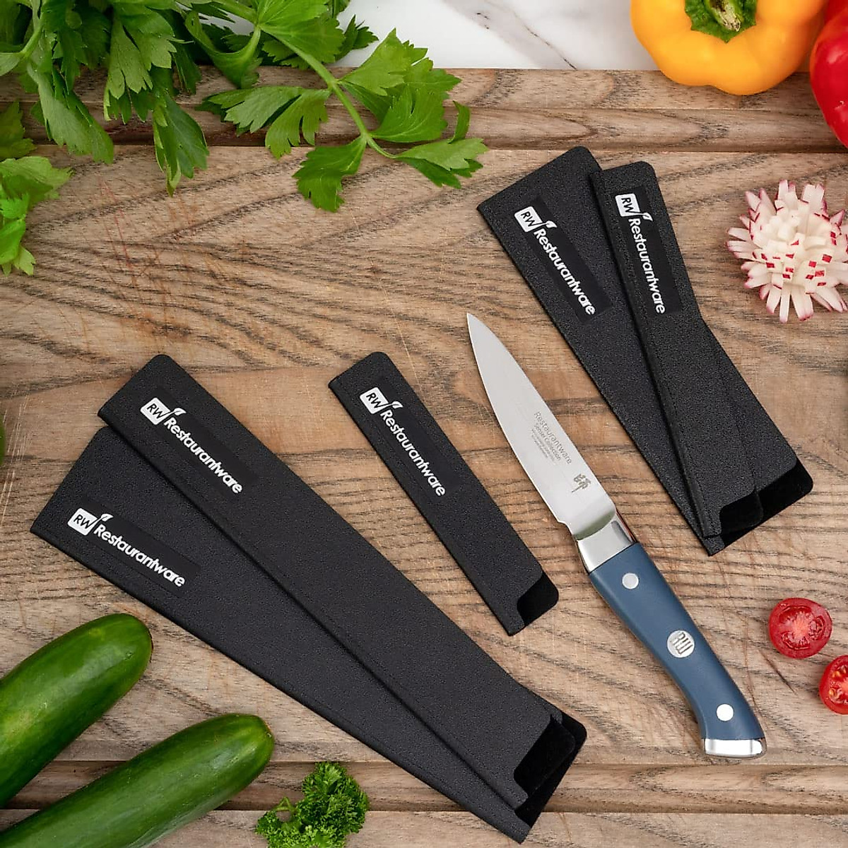 Restaurantware Sensei 4.7 x 1 Inch Knife Sleeve, 1 BPA-Free Knife Protector - Fits Paring Knife, Felt Lining, Black Plastic Knife Blade Guard, Durable, Cut-Proof