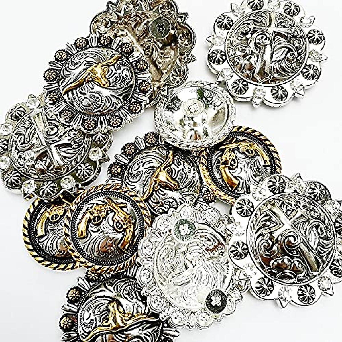 Berry Conchos with Screws Back Rhinestone Horse Saddle