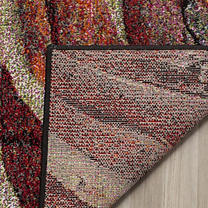 SAFAVIEH Glacier Collection Area Rug - 9' x 12', Red & Multi, Modern Abstract Design, Non-Shedding & Easy Care, Ideal for High Traffic Areas in Living Room, Bedroom (GLA126A)