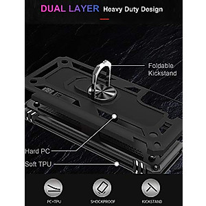 IKAZZ Galaxy S21 Case,Samsung S21 Cover Military Grade Shockproof Heavy Duty Protective Phone Case Pass 16ft Drop Test with Magnetic Kickstand Car Mount Holder for Samsung Galaxy S21 Black