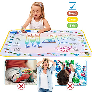 40 X 32 in Water Doodle Mat Water Graffiti Pad Creative Watercolor Pad Kids Toy Boys Girls Drawing and Writing Drawing Pad (Large)