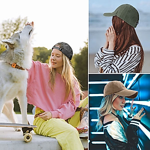 3 Pack Washed Plain Vintage Baseball Cap Cotton Adjustable Twill Bulk Low Profile Classic Dad Hat for Men/Women(Dark Green+Black+Khaki)