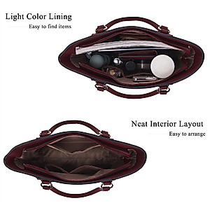 Tote Handbags for Women Purse and Wallet Set Large Shoulder Bags Crossbody Purses Satchel WineRed