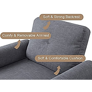 HOMERILLA Sectional Sofa, Modular Sofa, Modern Loveseat Living Room Seater Sofa with Armrest, Sleeper Bed Couch, Easy to Clean Sofa, L-Shape Sofa, 3-Seat Sofa, Dark Grey