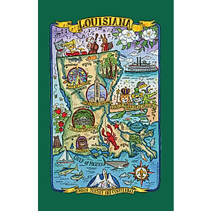 Kay Dee Designs F2171 Adventure Destinations Poster Style Tea Towel, Louisiana