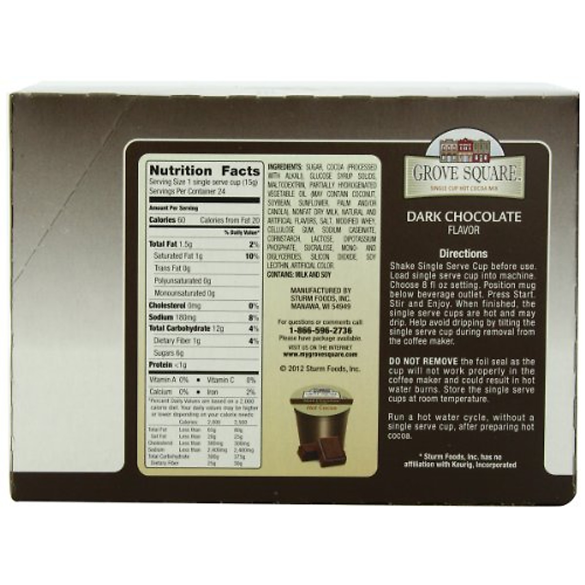 Grove Square Hot Cocoa Pods, Dark Chocolate, Single Serve (Pack of 24) (Packaging May Vary)