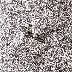 Madison Park Gabby Sateen Cotton Comforter Set, Breathable, Soft Cover, Trendy, All Season Down Alternative Cozy Bedding with Matching Shams, Queen (90 in x 90 in), Paisley Lavender/Grey 7 Piece