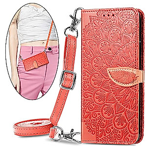 HUANGTAOLI Crossbody Shoulder Strap Adjustable Wallet for Oppo Reno 6 5G, Wallet Case Magnetic Closure Kickstand Cover for Oppo Reno 6 5G