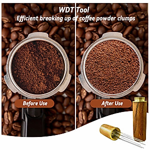 Coffee Espresso Tamper 51mm with WDT Tool Calibrated Spring Loaded, Coffee Press with Silicone Mat, 100% Flat Stainless Steel Base Tamper for Espresso Coffee Machine (51mm, Black)