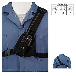 RCH-103 Radio Chest Harness Shoulder Radio Holster Chest Pack an Adjustable Depth Radio Pouch for Small Motorola Talk About Two-Way Radios and Walkie Talkies. Made in USA by Holsterguy.