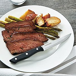 Farberware Triple-Riveted 4-Piece Steak Knife Set, High-Carbon Stainless Steel, Razor-Sharp Knives, Kitchen Knives, Set of 4, Black