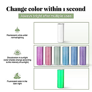 AGH 20 oz Glow in the Dark Sublimation Tumblers | UV Color Changing Sublimation Tumblers | Stainless Steel Vacuum Insulated Straight Skinny Tumblers with Lids and Straws | White to 6 Colors | 6 Pack