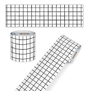 Carson Dellosa Creatively Inspired 65 Ft Straight Black and White Grid Bulletin Board Borders, Classroom Borders for Bulletin Board, White Board, and Classroom Décor, Bulletin Board Trim