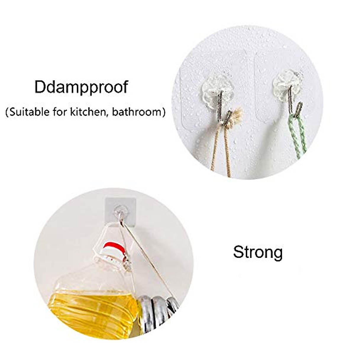 CMANI Wall Hooks 17lb(Max) Transparent Reusable Seamless Hooks,Waterproof and Oilproof,Bathroom Kitchen Heavy Duty Self Adhesive Hooks,8 Pack…